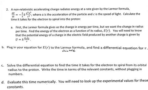 Solved 2 A Non Relativistic Accelerating Charge Radiates