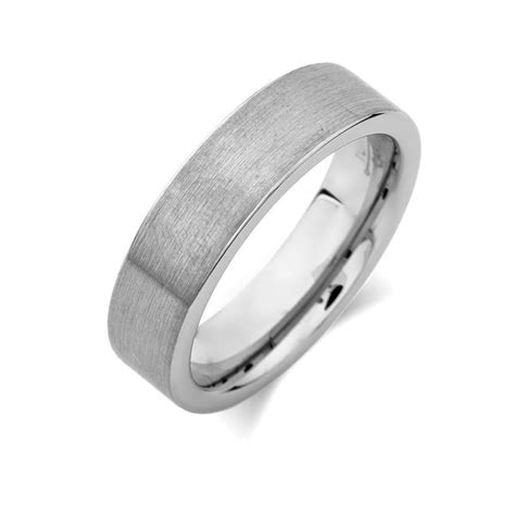 Gray Brushed Tungsten Ring Pipe Cut Gunmetal 6mm Engagement