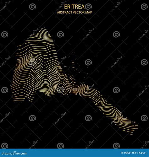 Abstract Map Of Eritrea Vector Illustartion Of Striped Gold Colored Map Stock Vector