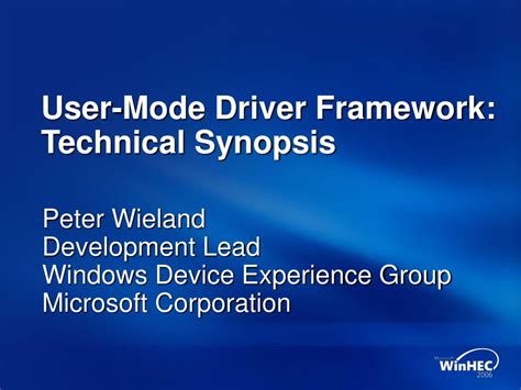 ppt user mode driver framework technical synopsis powerpoint