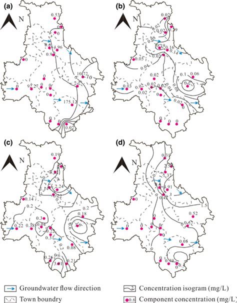 Concentration Isogram Distribution Map A Nitrate Nitrogen B Nitrite