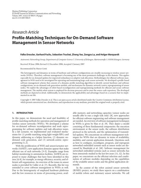 Profile Matching Techniques For On Demand Software Management In Sensor