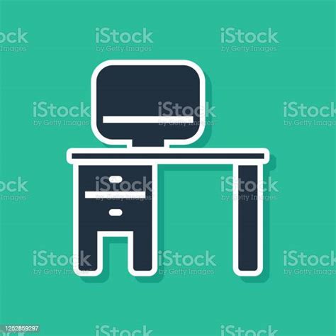 녹색 배경에 격리 된 파란색 컴퓨터 모니터 및 책상 아이콘 Pc 구성 요소 기호입니다 벡터 일러스트레이션 0명에 대한 스톡 벡터 아트 및 기타 이미지 Istock