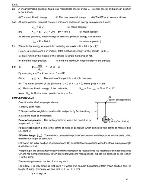 Oscillations Class Simple Harmonic Motion Notes For IIT JEE NEET