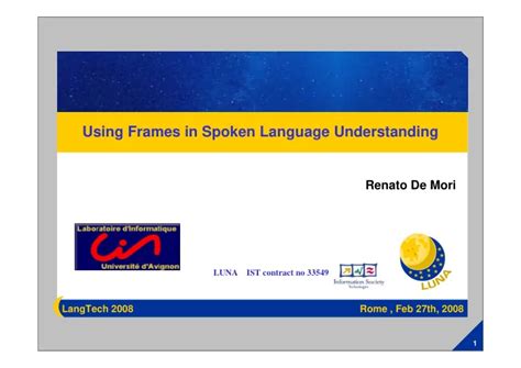 Ppt Using Frames In Spoken Language Understanding Renato De Mori Luna Powerpoint