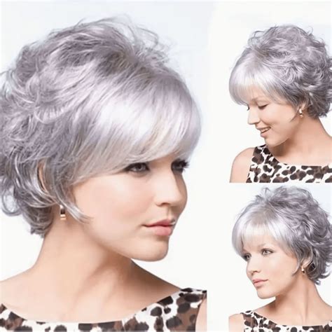 Silver Grey Synthetic Fiber High Temperature Fiber Heat Resistant Wig