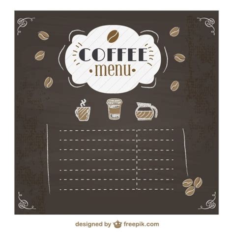 커피 메뉴 칠판 디자인 무료 벡터