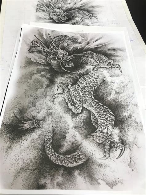 云中龙手稿 云中龙纹身图片 伤感说说吧