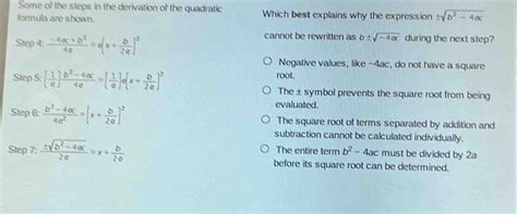 Solved Some Of The Steps In The Derivation Of The Quadratic Which Best
