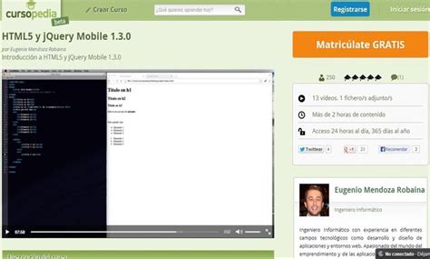 un vídeo curso gratuito y en español de html5 y jquery mobile