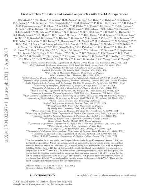 Pdf First Searches For Axions And Axion Like Particles With The Lux