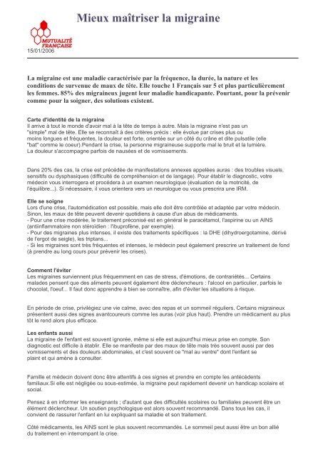 Mieux maÃtriser la migraine