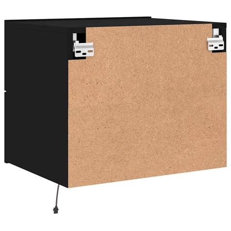 Нощни шкафчета за стена с Led осветление 2 бр черни Free For All