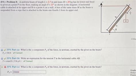Solved 8 Problem 8 A Uniform Beam Of Length L 2 7 M And