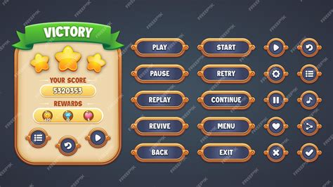 Premium Vector Vector Silver Theme Premium Game Ui Kit Set Of Victory Menu Scene Pop Up Icons