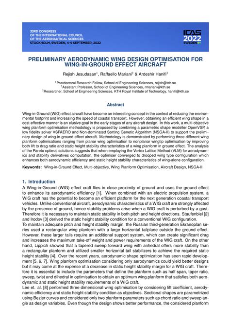 Pdf Preliminary Aerodynamic Wing Design Optimisation For Wing In Ground Effect Aircraft