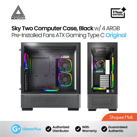 Montech Sky Two Computer Case W 4 Argb Pre Installed Fans Atx Gaming Type C Shopee Philippines