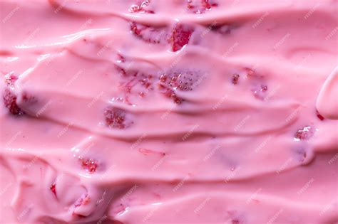 Texture Yaourt Macro Gros Plan Maison Crémeuse Rose Myrtilles Ou Fraises Yaourt Texture Bac
