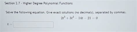 solved section 2 7 higher degree polynomial functions