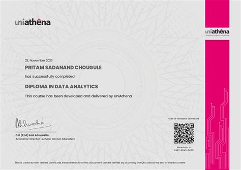 Completed Data Analytics Diploma By Uniathena Pritam S Chougule Posted On The Topic Linkedin