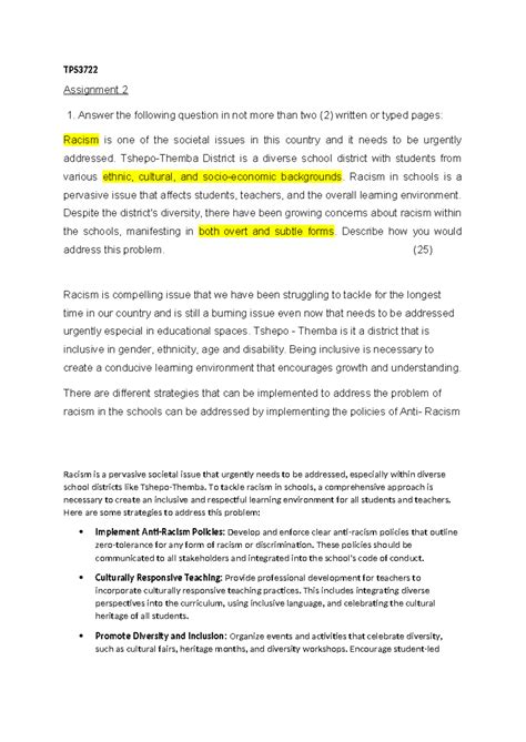 TPS Assignment TPS Assignment Answer The Following