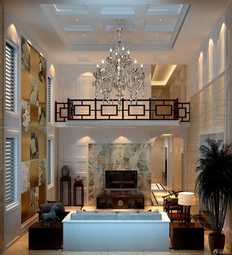 美式复式楼别墅楼梯客厅铁艺水