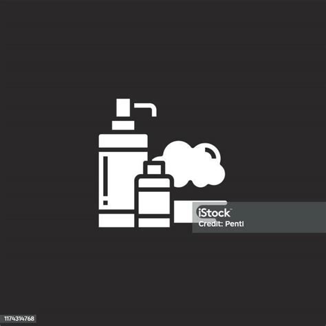 샴푸 아이콘 웹 사이트 디자인 및 모바일 응용 프로그램 개발을위한 채워진 샴푸 아이콘 검은 배경에 고립 된 채워진 위생 컬렉션에서 샴푸 아이콘 검정색 배경에 대한 스톡 벡터