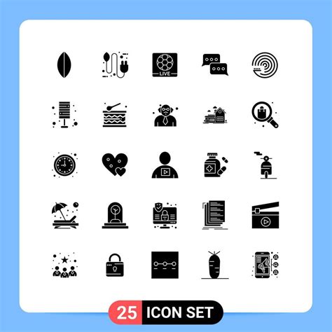 Solid Glyph Pack Of 25 Universal Symbols Of Forecasting Message Live