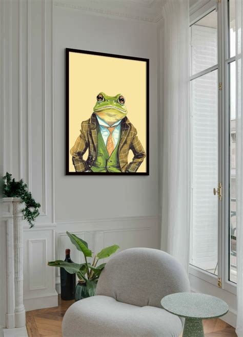 Retro Frog Wall Art Printable Digital Download Poster Beige Etsy