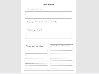 Debate Template Teaching Resources