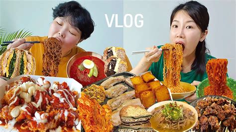 먹방 브이로그 Ft처갓집 슈프림치킨 삼겹살 송주불냉면 쌀국수 멘보샤 불닭비빔면 쟝블랑제리 샌드위치 돼지갈비