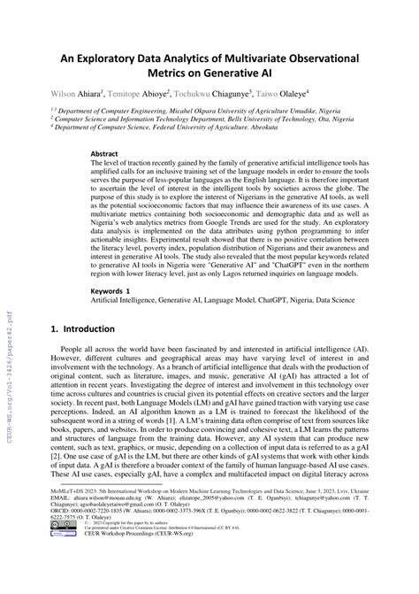Pdf An Exploratory Data Analytics Of Multivariate Observational