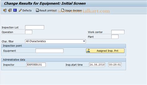 QE SAP Tcode Change Results For Equipment