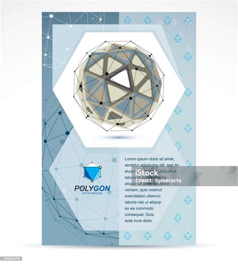 웹 기술 책자 표지 디자인 회사 3d 종이 접기 추상 회색조 메쉬 개체 벡터 추상적인 디자인 요소 0명에 대한 스톡 벡터 아트