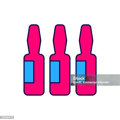 채워진 윤곽선 의료용 유리병 앰플 병 아이콘은 흰색 배경에 분리되어 있습니다 백신 접종 주사 백신 의료 개념 벡터 0명에 대한 스톡 벡터 아트 및 기타 이미지 Istock
