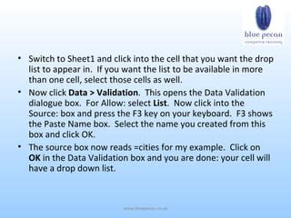 Create A Drop Down List In Excel PPT