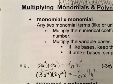 Multiplying Monomials And Polynomials Flashcards Quizlet