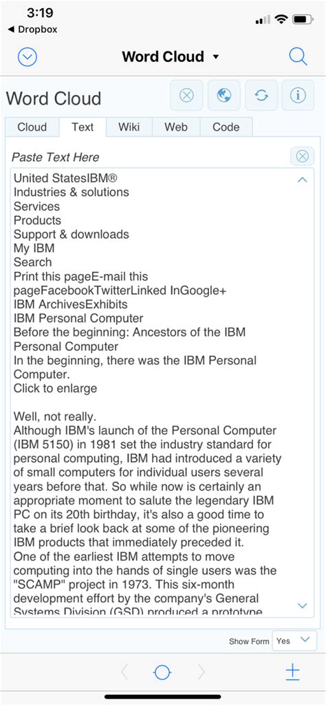 word cloud d3 javascript in a web viewer in filemakerhomebase software