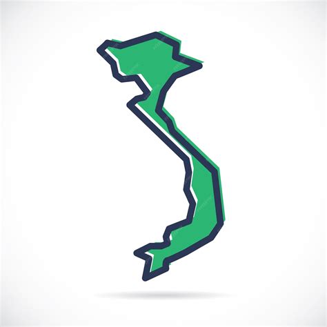 베트남의 양식된 간단한 개요 지도 프리미엄 벡터