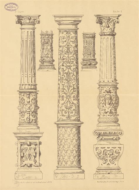 Four Different Types Of Columns With Intricate Designs