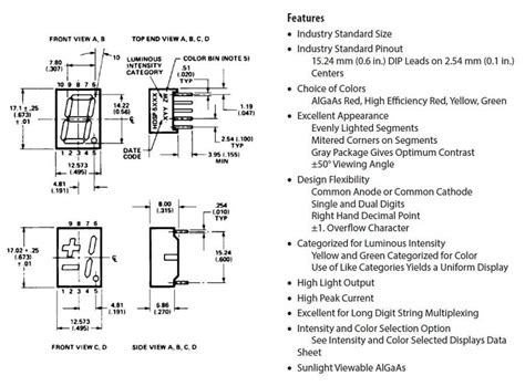 7 Segment Display Pinout Truthtable And Datasheet