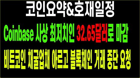 코인요약20221228~31 코인베이스 사상 최저치인 3265달러로 마감 비트코인 채굴업채 아르고 블록체인 주식거래