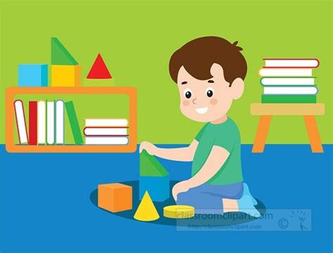 School Clipart Cute Boy Playing With Blocks In Kindergarten Classroom