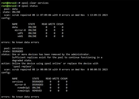 Zfs Pool Degraded General Support Unraid