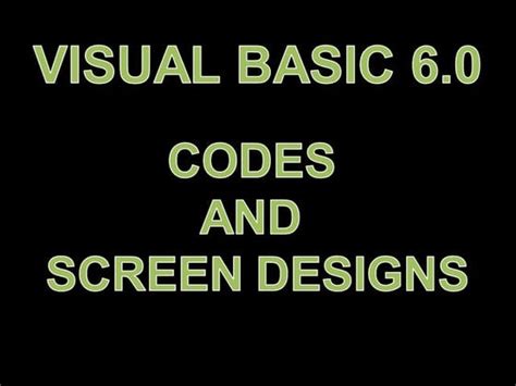 visual basic menu ppt