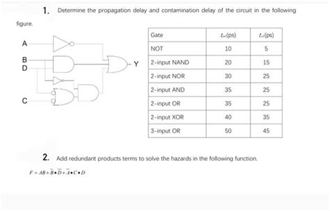 Solved 1 Determine The Propagation Delay And Contamination