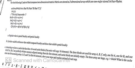 Solved For The Following C Code Of That Transpose