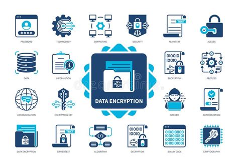 Data Encryption Infographics In Minimal Flat Line Style Stock