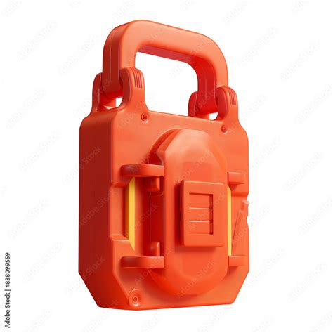 Orange Lockout Tagout Device With Handle And Yellow Lock Isolated On A Transparent Background