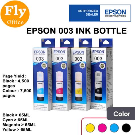 Epson 003 Original Refill Ink For Epson Printer L1110 L3100 L3101